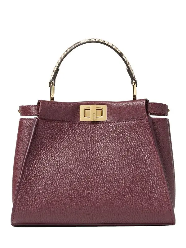 Fendi Peekaboo Mini Burgundy Cuoio Romano Leather Bag - [red]